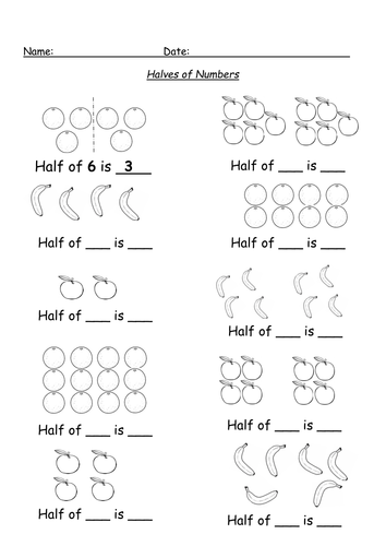 Visual Number Halves | Teaching Resources