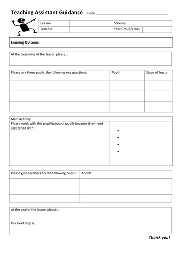 Teaching Assistant Guidance Form | Teaching Resources