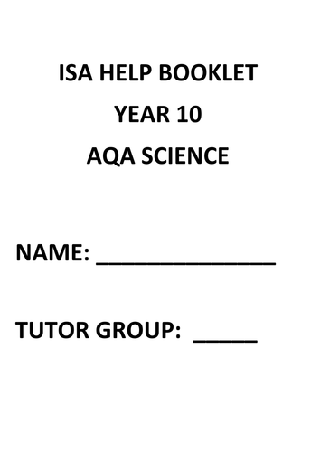 ISA booklet for AQA GCSE science | Teaching Resources