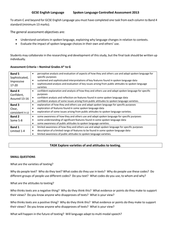Spoken Language AQA 2013 Booklet | Teaching Resources