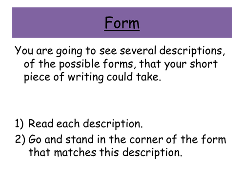 Text Types / Forms Starter Quiz | Teaching Resources