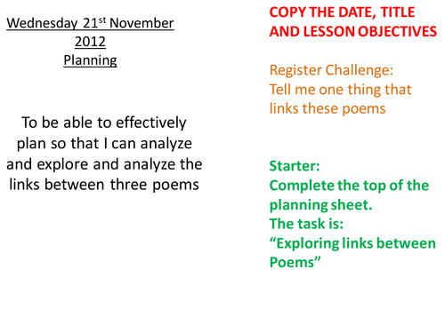 Poetry Scheme - 3 Poems - Lesson 7 Planning | Teaching Resources