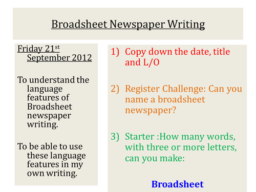 Text Types Scheme 2012 Lesson 7 Newspapers | Teaching Resources