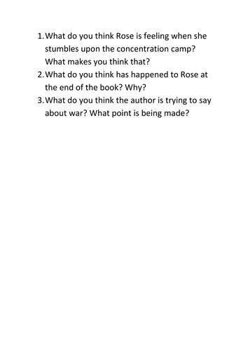 Rose Blanche Comprehension Questions | Teaching Resources