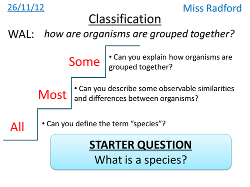 B1.2 Classification - AQA Core science | Teaching Resources