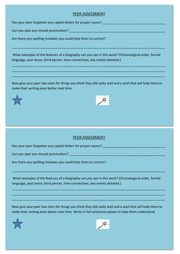 Biography peer assessment | Teaching Resources Biography peer assessment | Teaching Resources