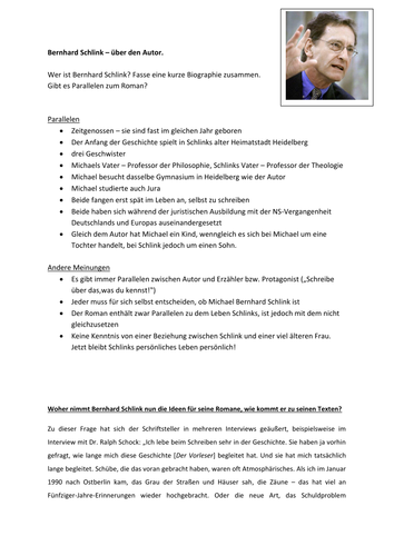 Der Vorleser resources by taradh - Teaching Resources - TES