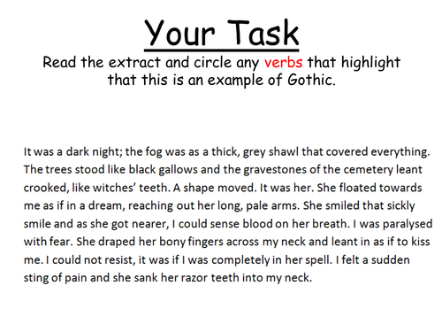 Gothic Vocabulary Starter | Teaching Resources