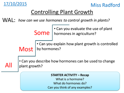B1.1 Plant hormones - AQA Core science | Teaching Resources
