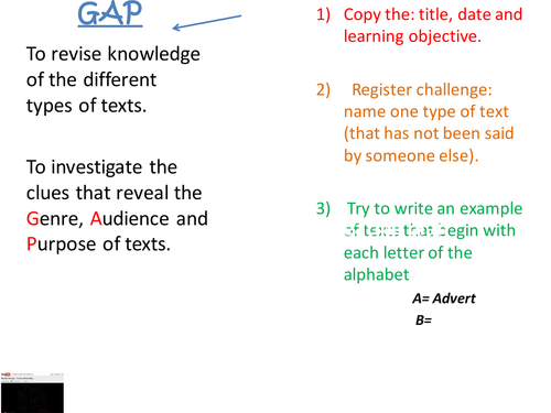 GAP Text Types Full Lesson Plan by MissRathor - Teaching Resources - TES