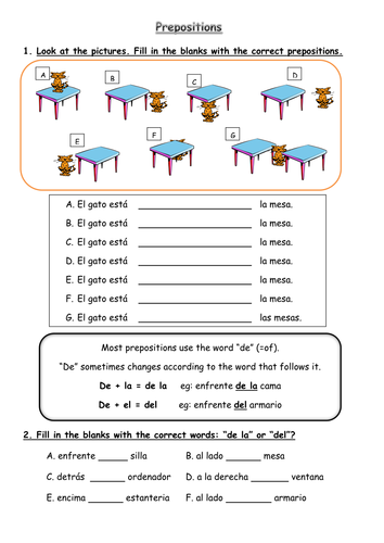 mi dormitorio - prepositions | Teaching Resources