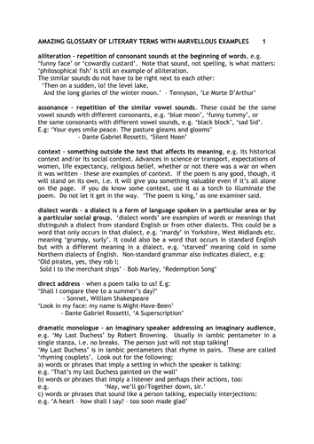 AMAZING GLOSSARY OF LITERARY TERMS + EXAMPLES | Teaching Resources AMAZING GLOSSARY OF LITERARY TERMS + EXAMPLES | Teaching Resources