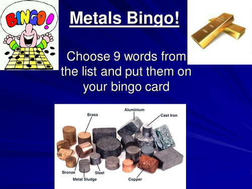 Metals Bingo | Teaching Resources
