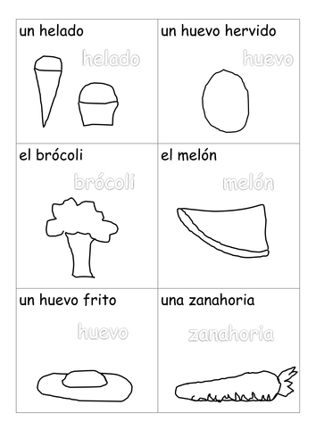 Food to color and words to trace | Teaching Resources