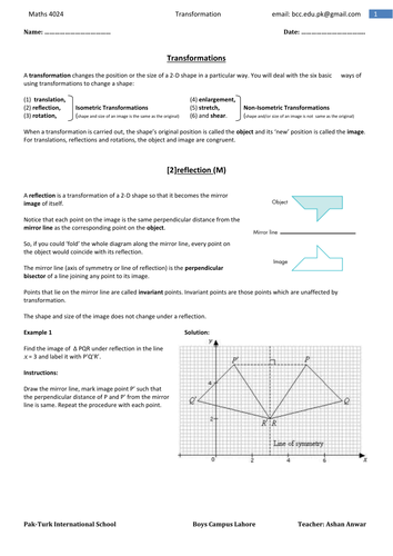 Geometrical Transformations | Teaching Resources