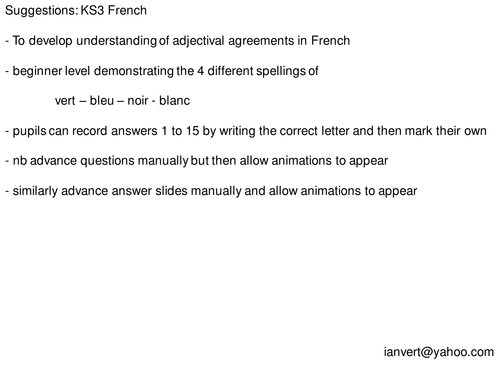 Adjectives of color - French | Teaching Resources