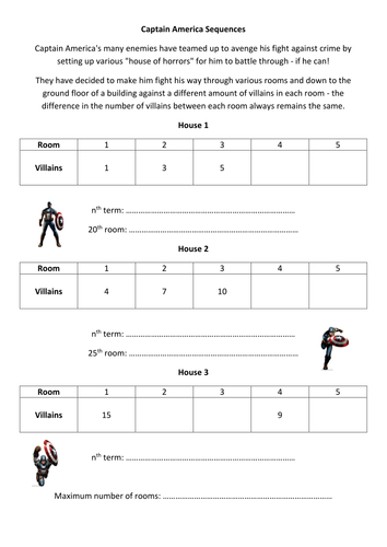 Captain America Sequences worksheet | Teaching Resources Captain America Sequences worksheet | Teaching Resources