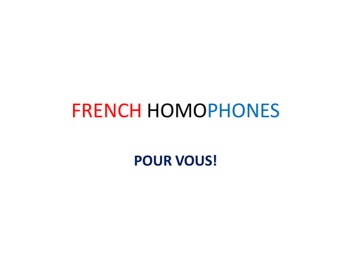 French Homophones | Teaching Resources